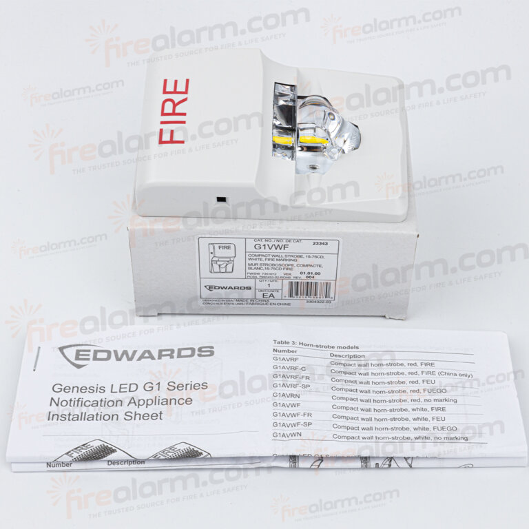Edwards EST G1VWF Strobe, White, "FIRE", Selectable Candela | FireAlarm.com