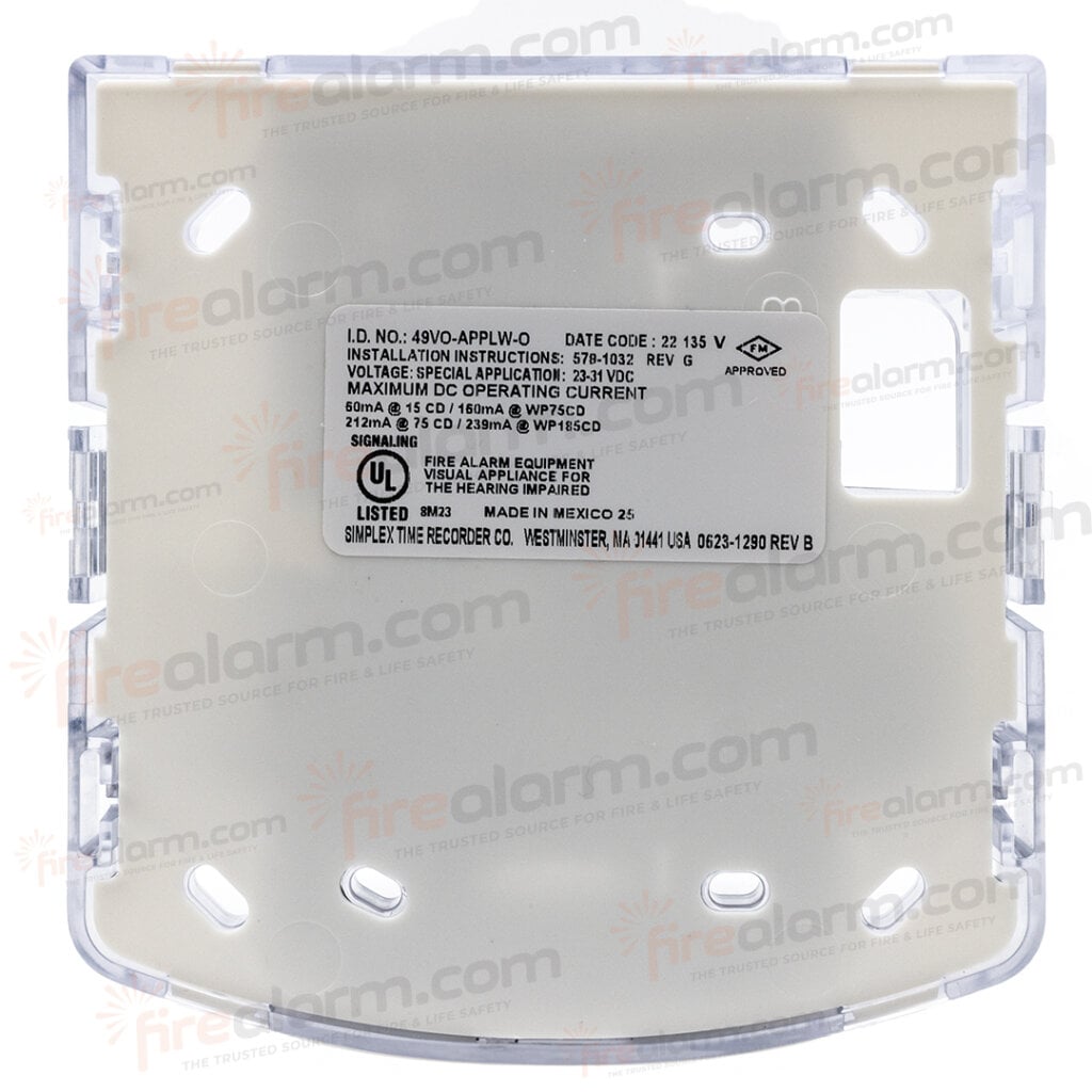 Simplex 49VO-APPLW-O Strobe, VO Appliance, Wall Weatherproof ...