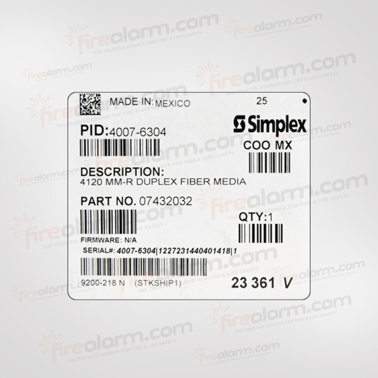 Simplex 4007-6304 4120 Multi Mode Right Duplex Fiber Media | FireAlarm.com